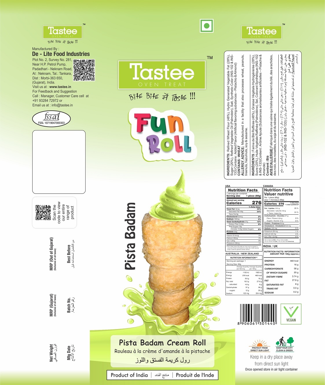 Pista Badam Cream Roll - Tastee | Khakhra, Bhakhri, Toast, Khari, Cookies